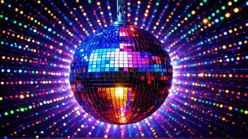 Vibrant Disco Ball Shimmers with Multicolored Lights in Dynamic Dance ...