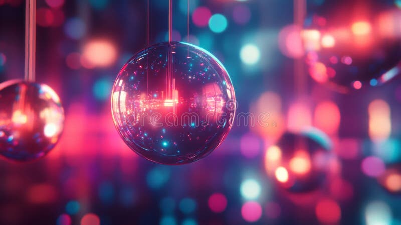 Vibrant Disco Balls Reflecting Colorful Lights Stock Illustration ...