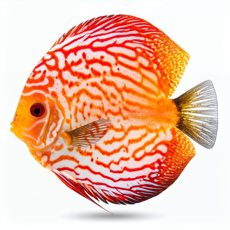 Vibrant Discus Fish Featuring Intricate Orange and White Patterns ...