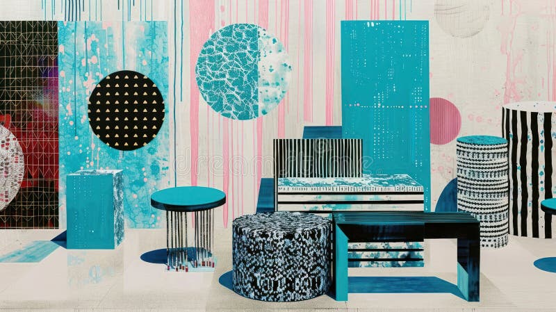 A Vibrant Display of Abstract Furniture and Design Elements in a ...