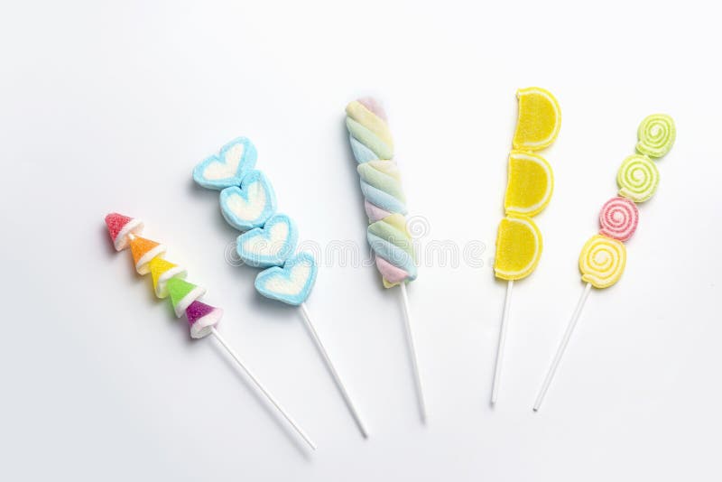 Colorful Assorted Candy Lollipops on White Background Stock Image ...