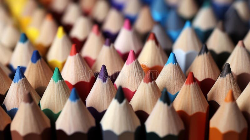 Vibrant Display of Assorted Colored Pencils Neatly Lined Up in a Row ...