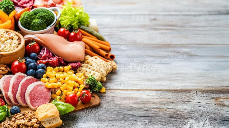 A Vibrant Display of Assorted Foods Set on a Table, Creating a Feast ...
