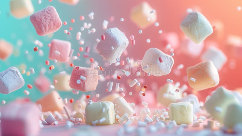 Colorful Marshmallows Floating in Mid-air Stock Illustration ...