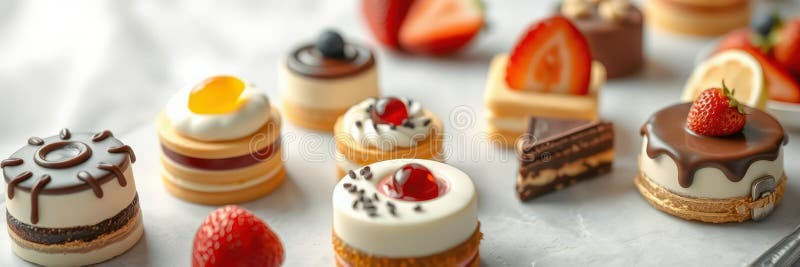 Delightful Assortment of Colorful Pastries Arranged on a Light Surface ...