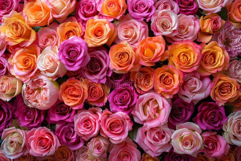 Vibrant Display of Assorted Roses in Various Colors Stock Image - Image ...