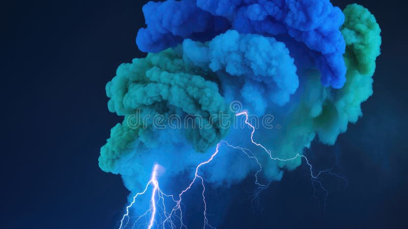 A Vibrant Display of Blue and Green Smoke Clouds Illuminated by ...