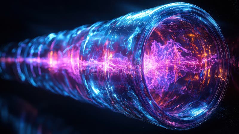 Vibrant Display of Blue and Purple Plasma Energy Contained in Glowing ...
