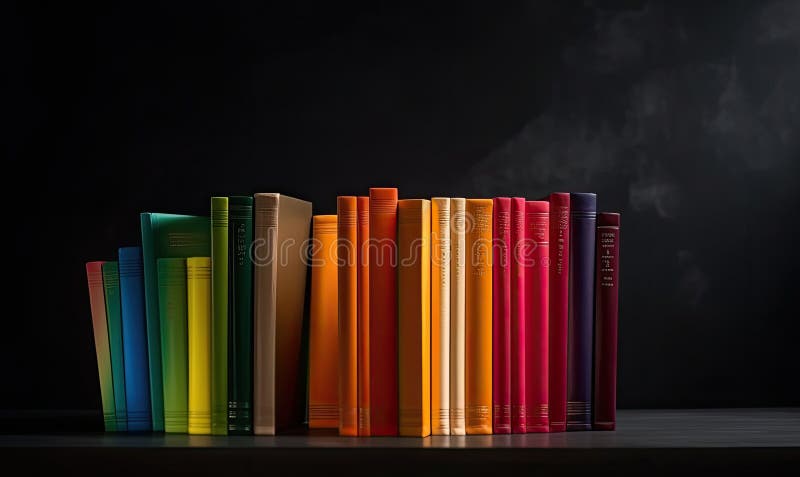 A Vibrant Display of Books in Every Color of the Rainbow Creating Using ...