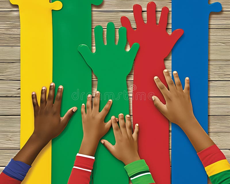 Diverse Group of Children S Hands Reaching Towards Colorful Puzzle ...