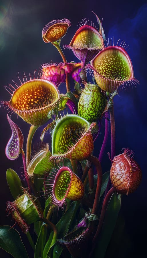 Vibrant Display of Carnivorous Plants Showcasing Their Unique Traps in ...
