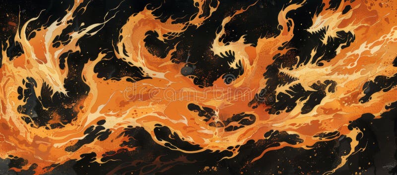 A Vibrant Display of Chaotic Flames in a Dark Setting, Depicting ...