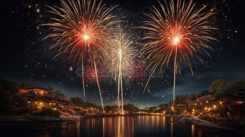 Vibrant Display of Colorful Fireworks in Night Sky Capturing Stunning ...