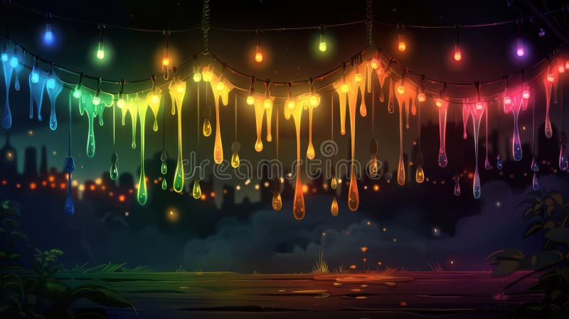 A Vibrant Display of Colorful Lights Dripping Down in a Nighttime ...