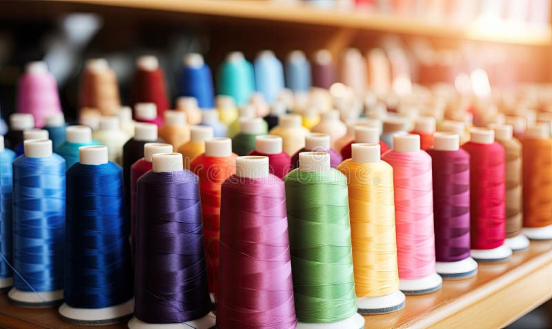 A Vibrant Display of Colorful Thread Spools Stock Illustration ...