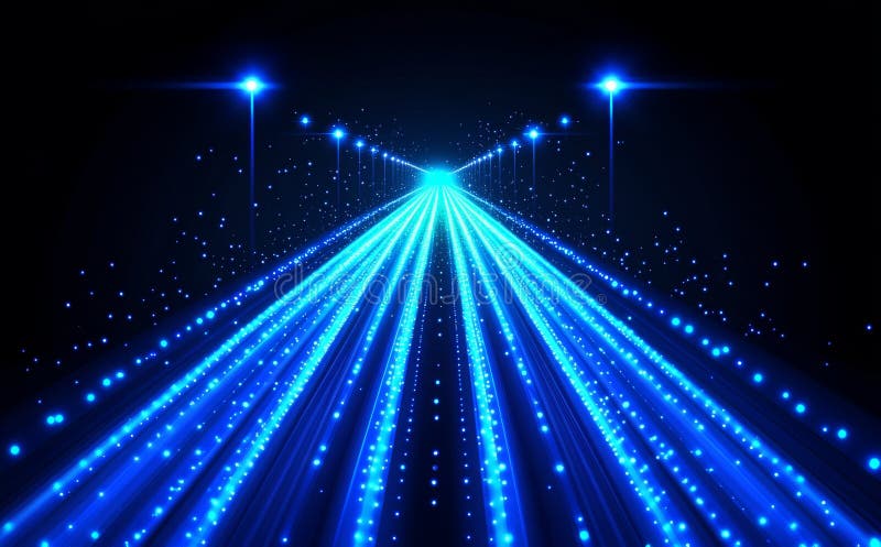 In a Vibrant Display of Colors, Vibrant Light Trails Dance Along a Dark ...