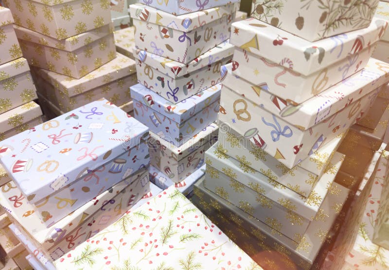 A Vibrant Display of Decorative Gift Boxes Stacked in an Appealing ...