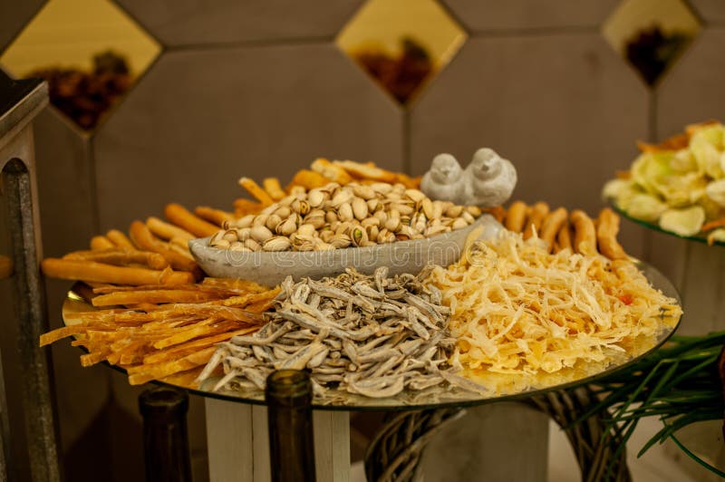 A Vibrant Display of Delectable Asian Snacks and Treats Stock Photo ...