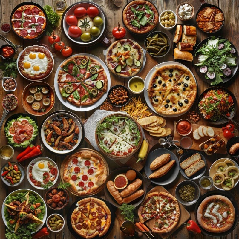A Vibrant Display of Diverse Culinary Delights Stock Illustration ...