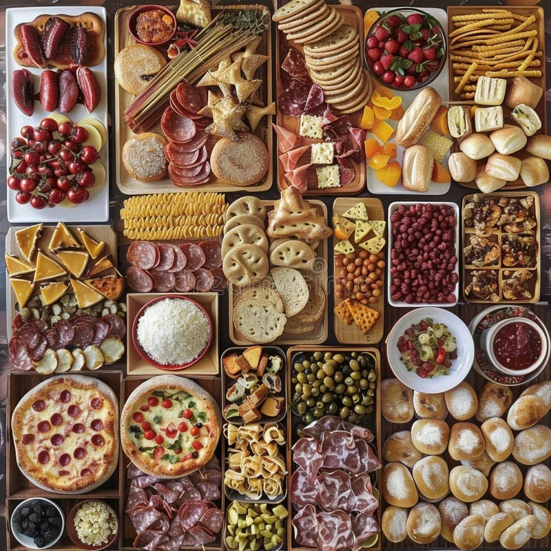 A Vibrant Display of Diverse Culinary Delights Stock Illustration ...