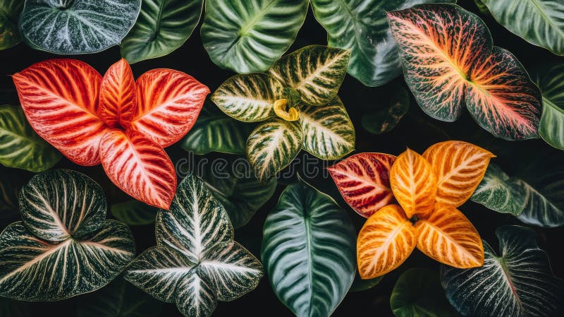 A Vibrant Display of Exotic Plants: Lush Tropical Greenery Wall Stock ...