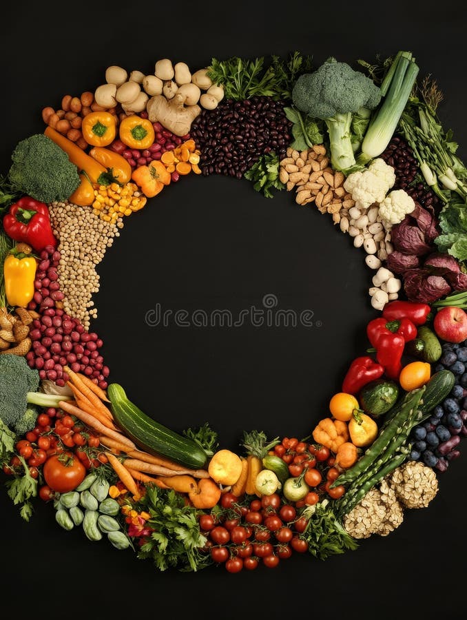 This Vibrant Display Features an Array of Fresh Vegetables, Grains, and ...