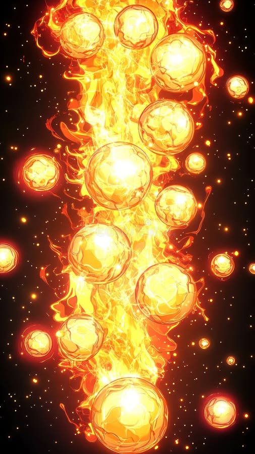 A Vibrant Display of Fiery Orbs Against a Dark Background, Creating a ...