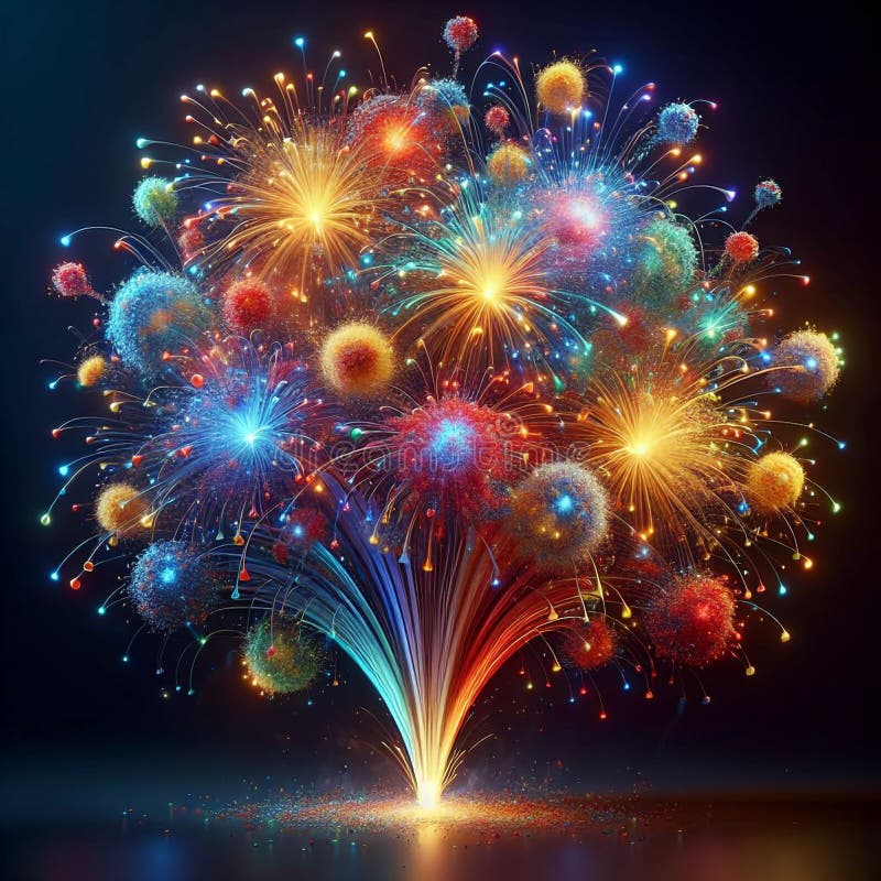 A Vibrant Display of Fireworks Explodes Against the Night Sky. Stock ...