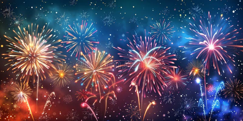 Colorful Fireworks Display Against a Starry Night Sky Stock Photo ...