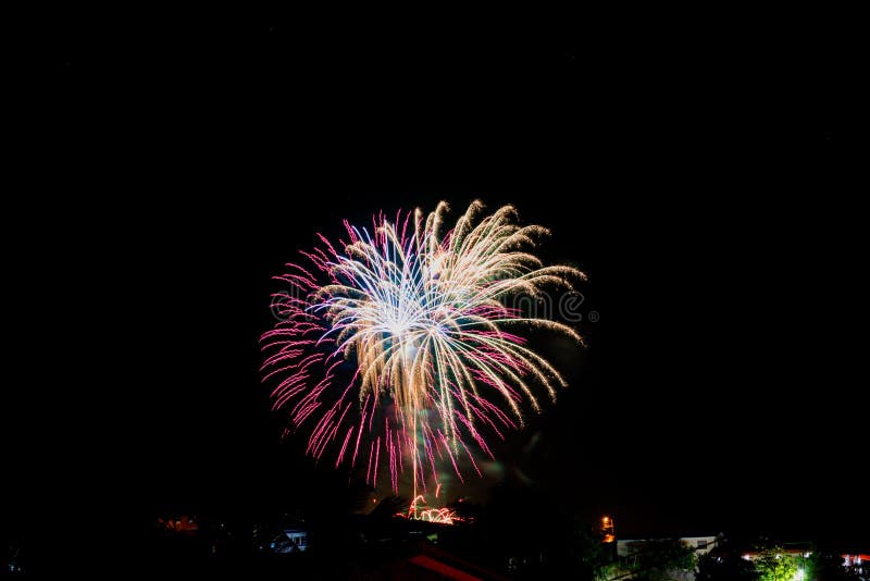 Vibrant Display of Fireworks Illuminating the Night Sky Stock Image ...