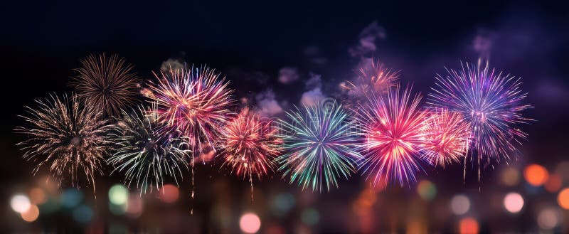 The Vibrant Display of Fireworks Lighting Up the Night Sky during a ...