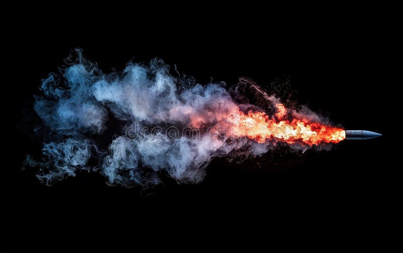 A Vibrant Display of Flames and Smoke As a Rocket Propels Forward in a ...