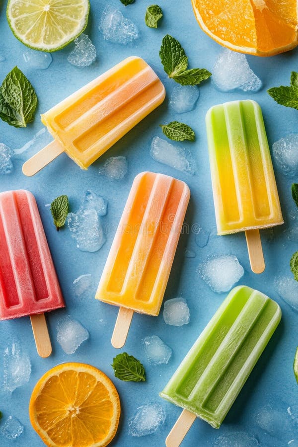A Vibrant Display of Fruit-flavored Ice Pops in Various Colors Rests on ...
