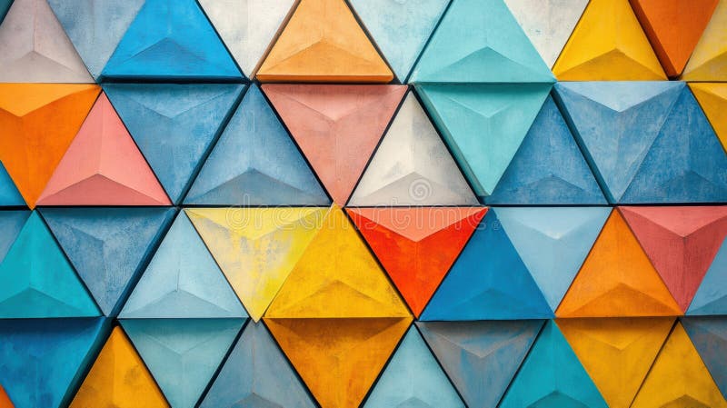 A Vibrant Display of Geometric Abstraction Showcases Complex Triangular ...