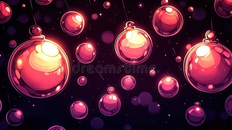 A Vibrant Display of Glowing Ornaments Against a Dark Background ...