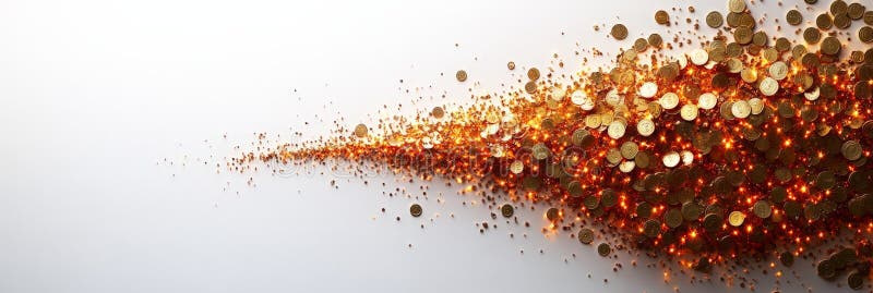 A Vibrant Display of Golden Coins and Glitter Exploding Across a White ...