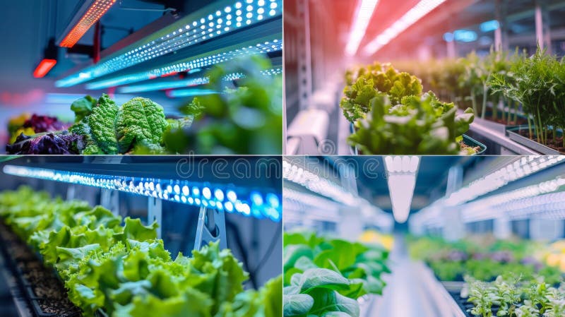 A Vibrant Display of Indoor Crops Under LED Lights, Highlighting the ...