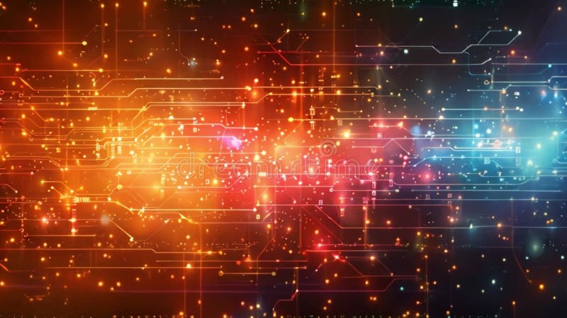 A Digital Network Visualization with Interconnected Nodes and Glowing ...