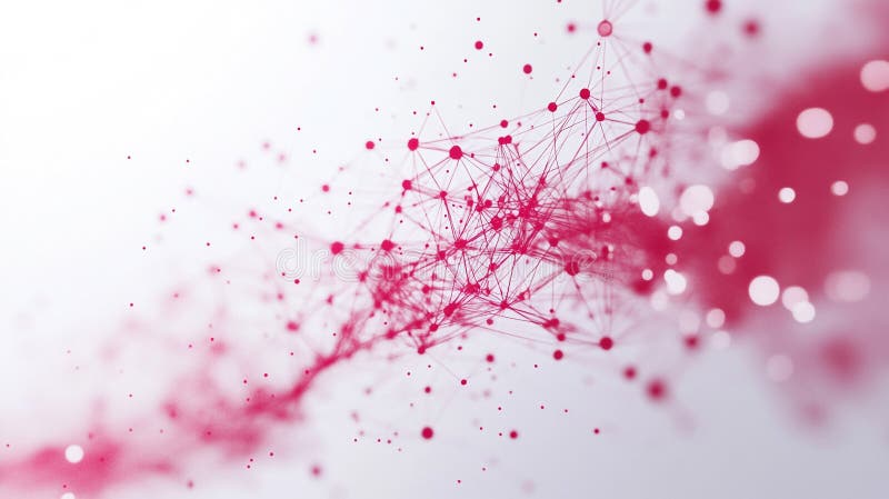 Abstract Network of Red Dots and Lines Creating a Dynamic Flow in ...