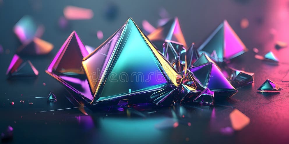 A Vibrant Display of Iridescent Triangular Prisms Scattered on a ...