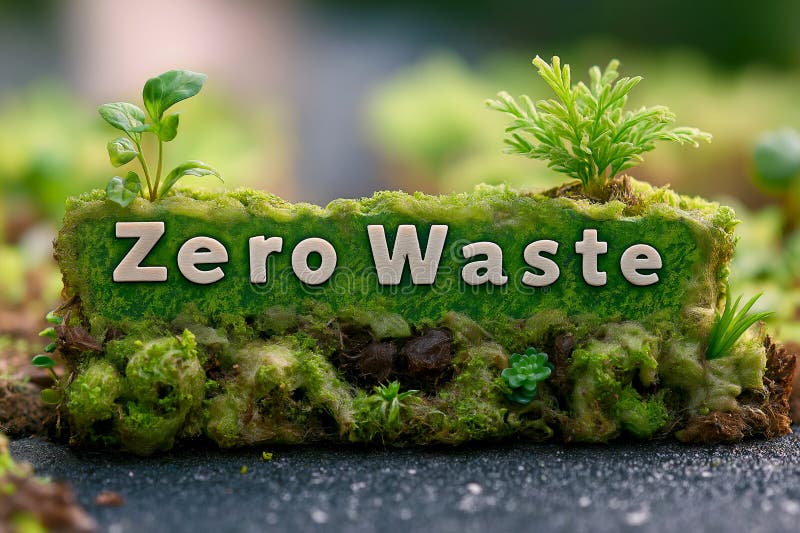 A Vibrant Display of the Message Zero Waste Surrounded by Lush Greenery, Showcasing a Commitment ...
