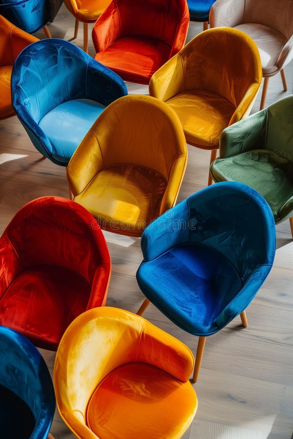 A Vibrant Display of Modern Chairs, Showcasing a Spectrum of Colors and ...