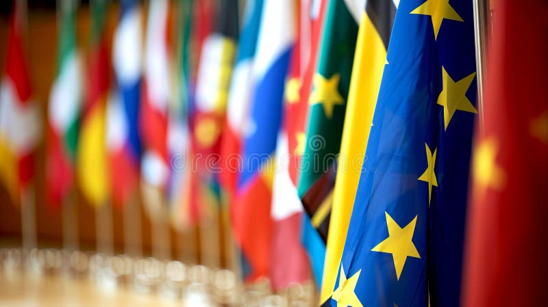 Colorful National Flags Lined Up in a Row. Various Country Flags Waving ...