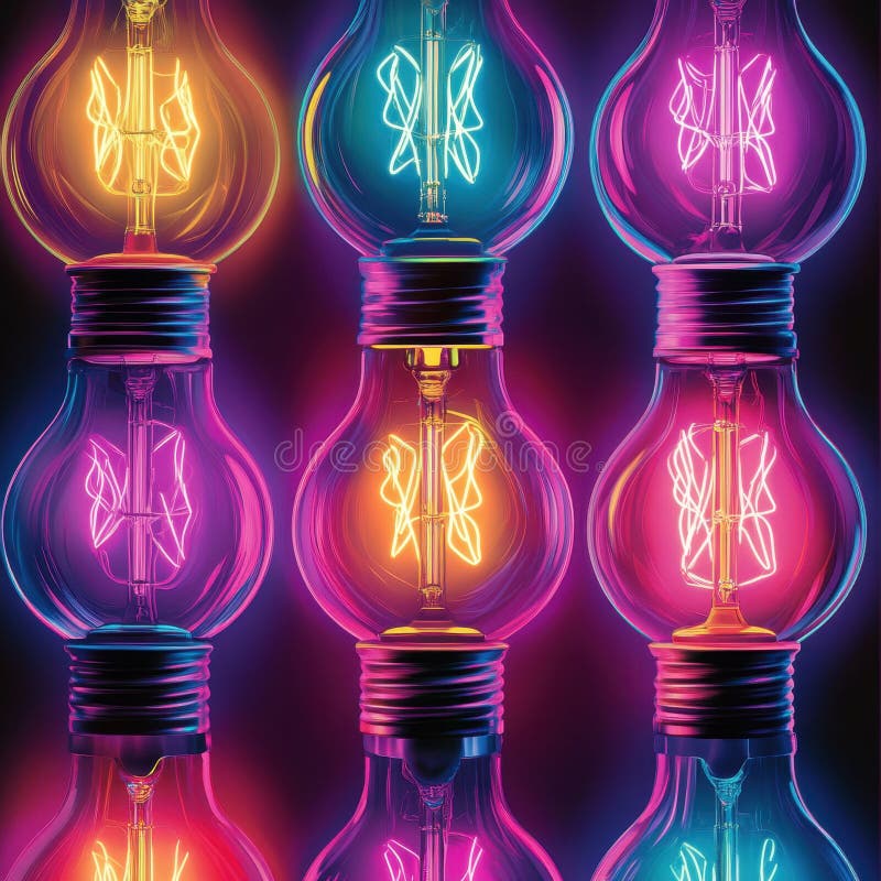 Vibrant Display of Neon Lights Illuminated at Night in a Creative Urban ...