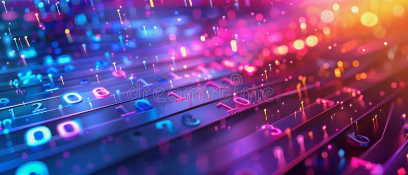 A Vibrant Display of Neon Metallic Figures with Numbers, Showcasing ...