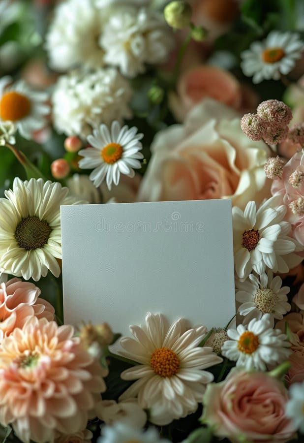 Colorful Floral Arrangement with a Blank Note in the Center for ...