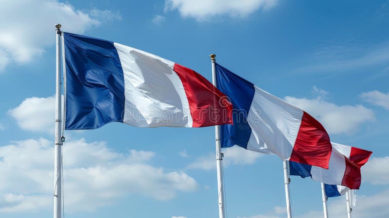 Vibrant Display of a Patriotic Array Featuring a Row of French Flags ...