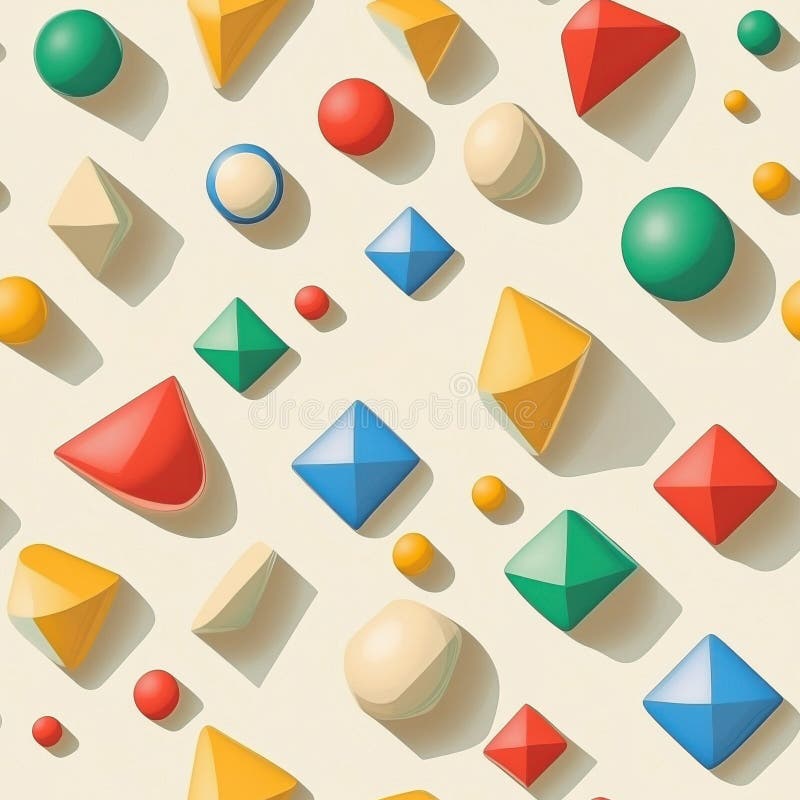 A Vibrant Display of Playful Geometric Shapes in Various Colors Spread ...