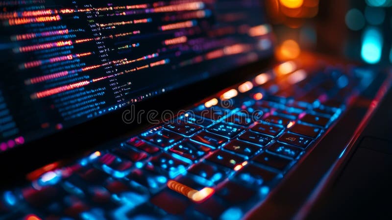 Colorful Programming Code Displayed Laptop Keyboard Stock Photos - Free & Royalty-Free Stock ...