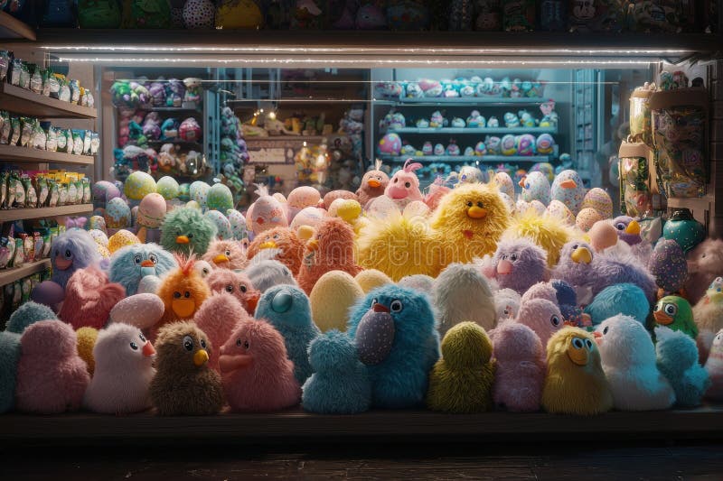 A Joyful Easter Display of Adorable Stuffed Animals at the Local Store ...